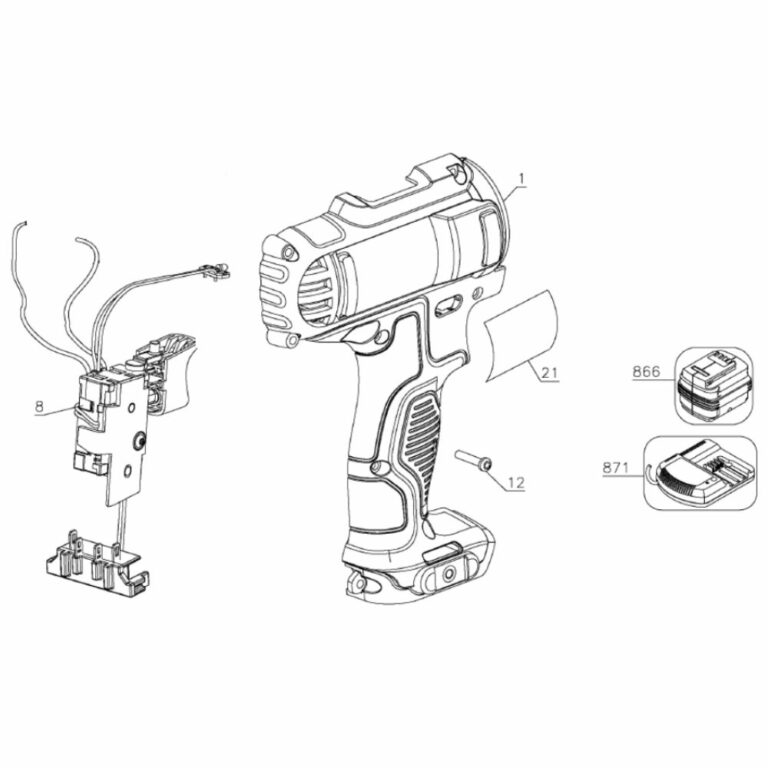 VISTA EXPLODIDA PEÇAS PARAFUSADEIRA DEWALT DCD700 - Danpler Máquinas